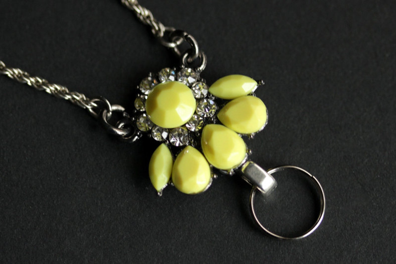 Yellow Lanyard. Badge Necklace. Silver Badge Holder. - Etsy