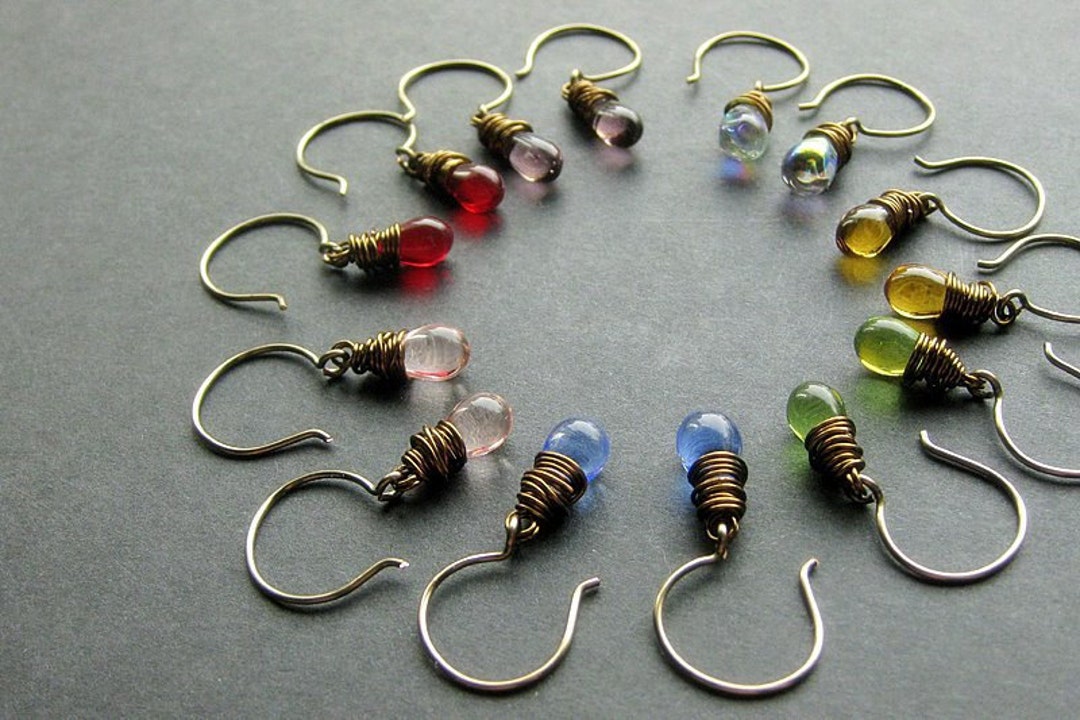 Wire Wrapped Earrings Set. Dangle Earrings. Teardrop Earrings in Clear ...