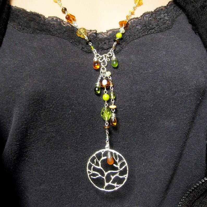Tree Necklace. Fall Leaves Necklace. Tree of Life Necklace. - Etsy