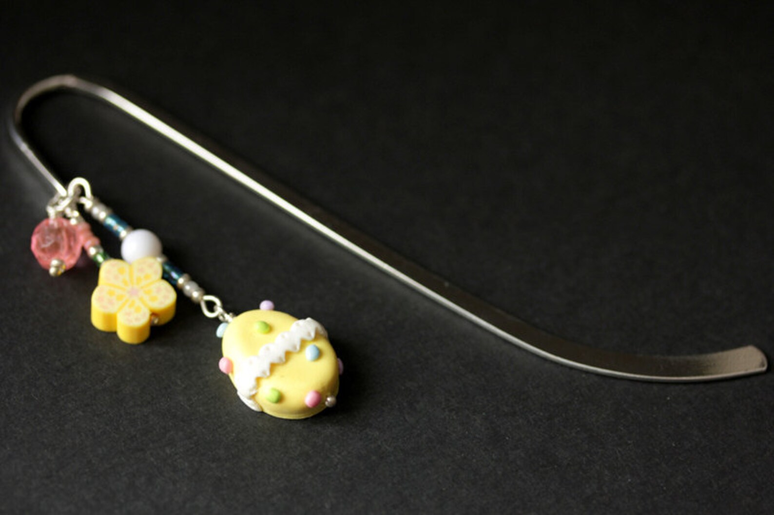 Yellow Easter Egg Bookmark. Polymer Clay Beaded Bookmark. - Etsy