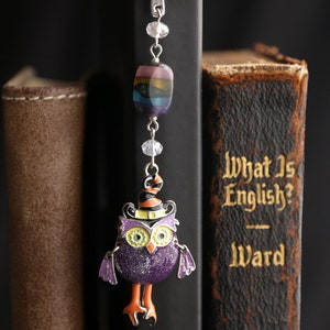Halloween Owl Bookmark. Halloween Bookmark. Purple Owl Beaded Bookmark ...