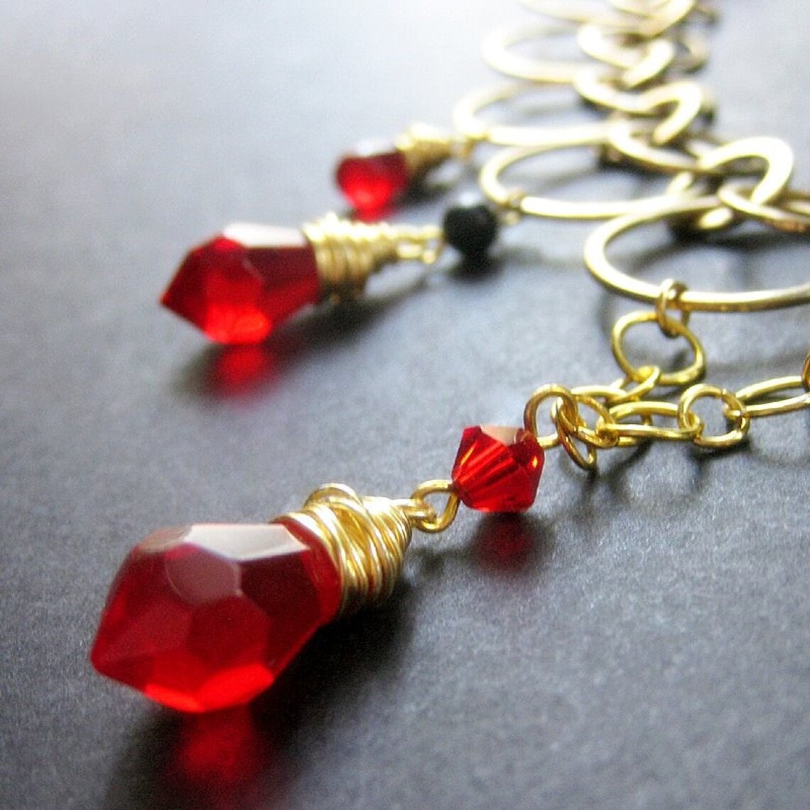 Gothic Necklace. Eternity Necklace. Blood Red Necklace. Blood Drops ...