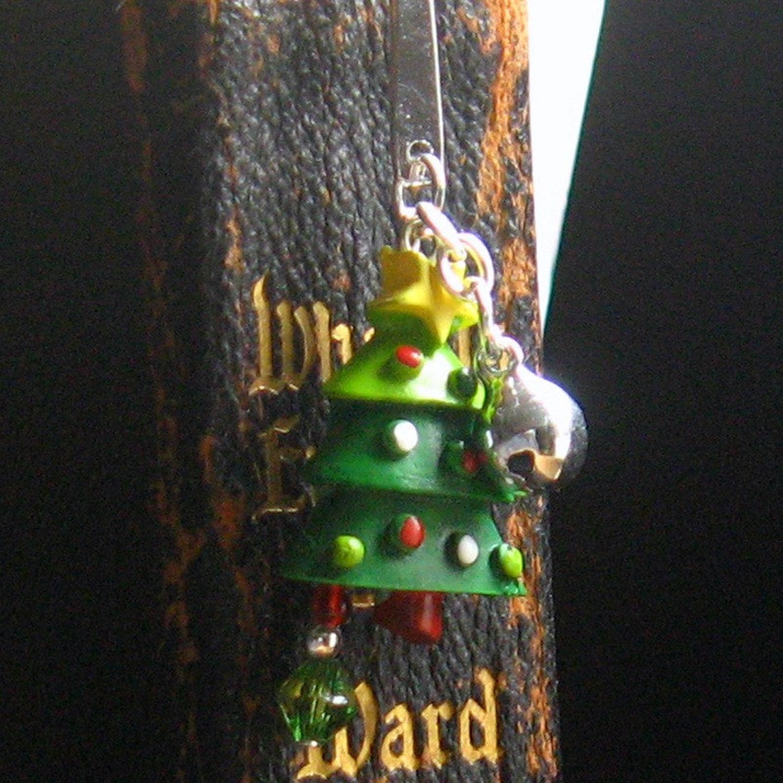 Beaded Book Charm Christmas Tree Bookmark in Silver. - Etsy
