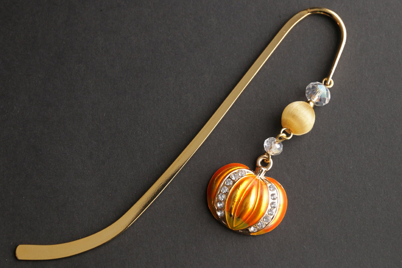 Rhinestone Pumpkin Bookmark. Beaded Bookmark. Orange Pumpkin - Etsy