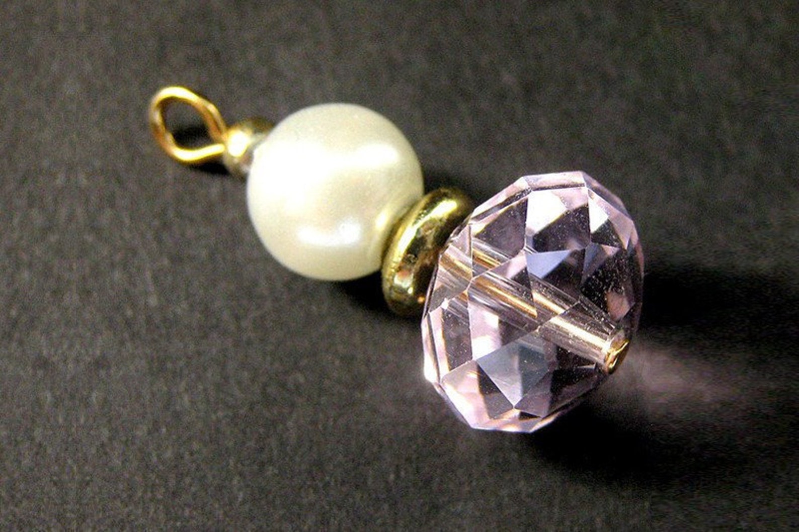 Pink Crystal Charm. Pink Crystal Pendant. Pearl Charm. Pearl Pendant ...