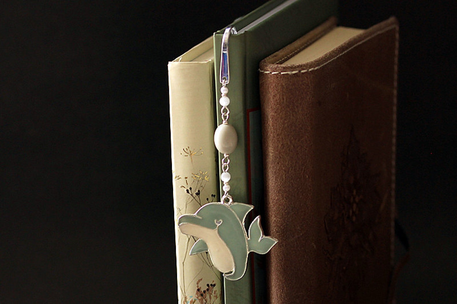 Dolphin Bookmark. Beaded Bookmark. Dolphin Book Charm. Book - Etsy