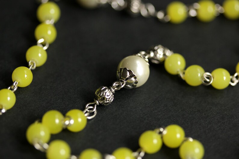 Holy Rosary. Bright Yellow Rosary. Glass Pearl Rosary. Silver - Etsy