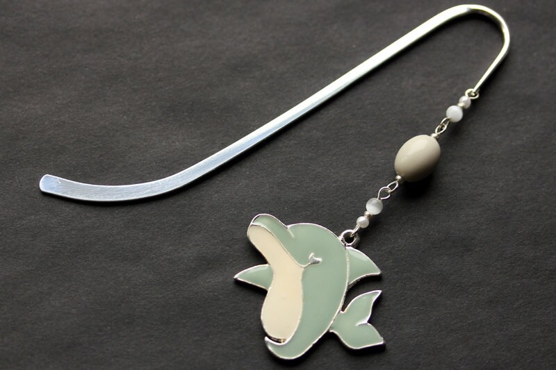 Dolphin Bookmark. Beaded Bookmark. Dolphin Book Charm. Book Hook ...