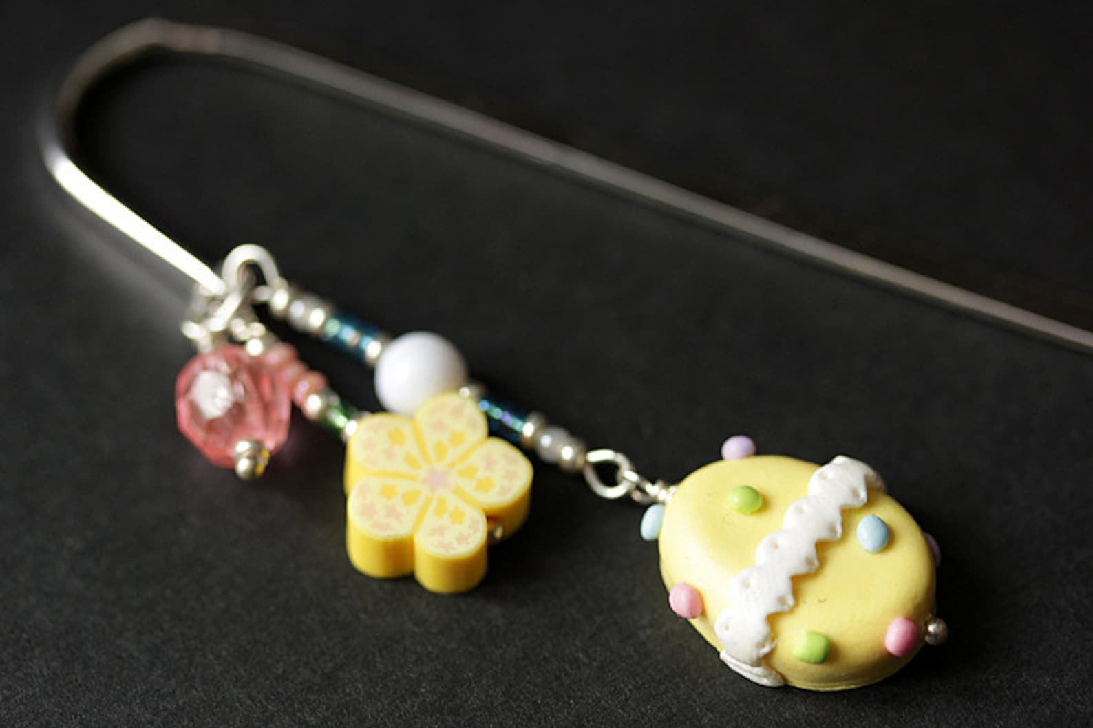 Yellow Easter Egg Bookmark. Polymer Clay Beaded Bookmark. - Etsy