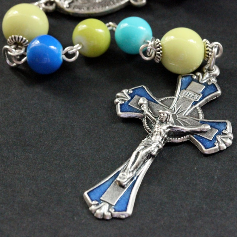 Colorful Ocean Rosary. Blue Rosary. Traditional Rosary. Handmade Rosary ...