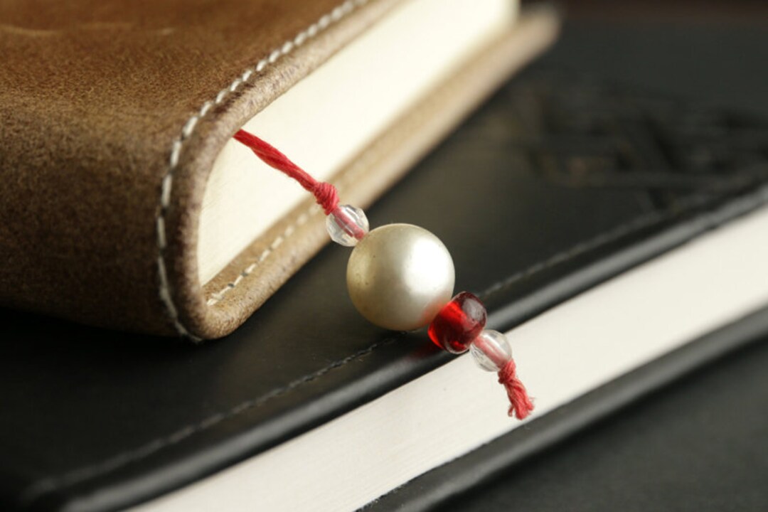 Red String Bookmark With Pearls. Red Bookmark. Pearl Bookmark. - Etsy