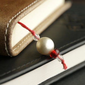 Red String Bookmark With Pearls. Red Bookmark. Pearl Bookmark. - Etsy