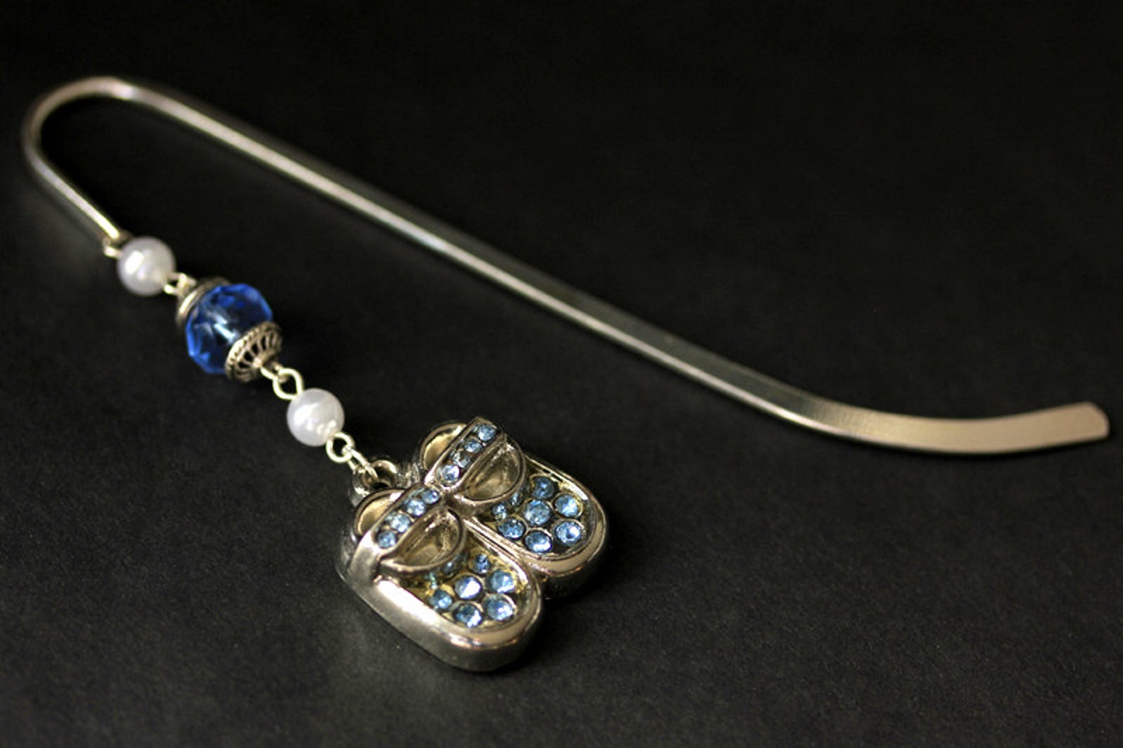 Beaded Bookmark. Blue Baby Shoes Bookmark. New Baby Bookmark. Baby ...