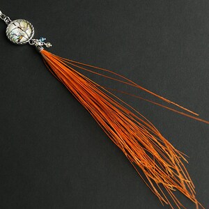 Orange Feather Tassel Necklace. Autumn Tree Necklace. Orange Necklace ...