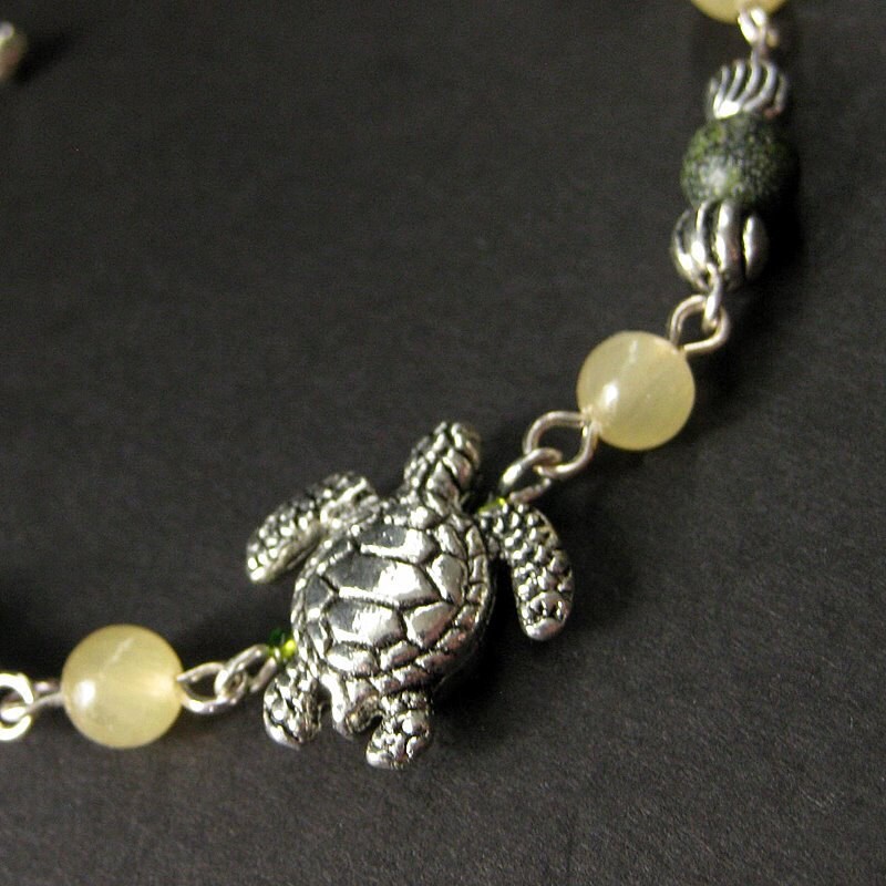 Sea Turtle Bracelet. Tortoise Bracelet Beaded in Honey Jade | Etsy