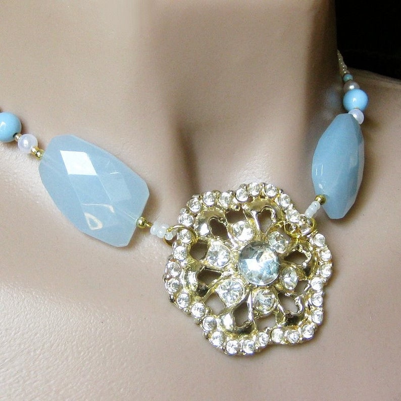 Snowflake Necklace. Winter Necklace. Ice Blue Necklace. Beaded | Etsy