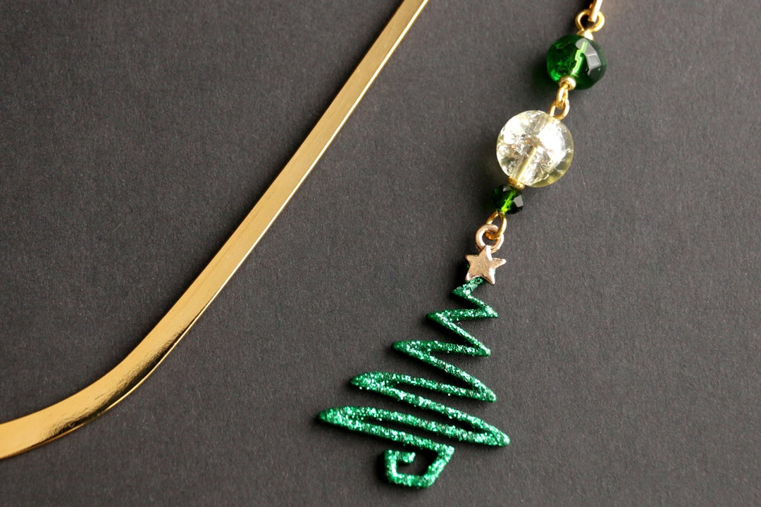 Christmas Tree Bookmark. Holiday Book Charm. Christmas Bookmark. Beaded ...
