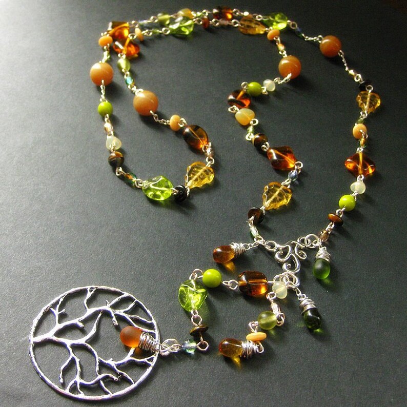Tree Necklace. Fall Leaves Necklace. Tree of Life Necklace. - Etsy
