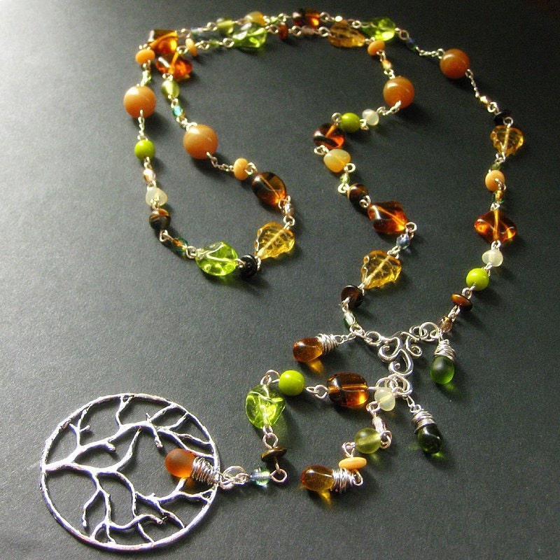 Tree Necklace. Fall Leaves Necklace. Tree of Life Necklace. - Etsy