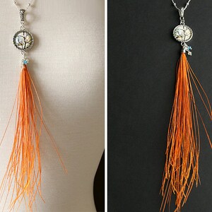 Orange Feather Tassel Necklace. Autumn Tree Necklace. Orange Necklace ...