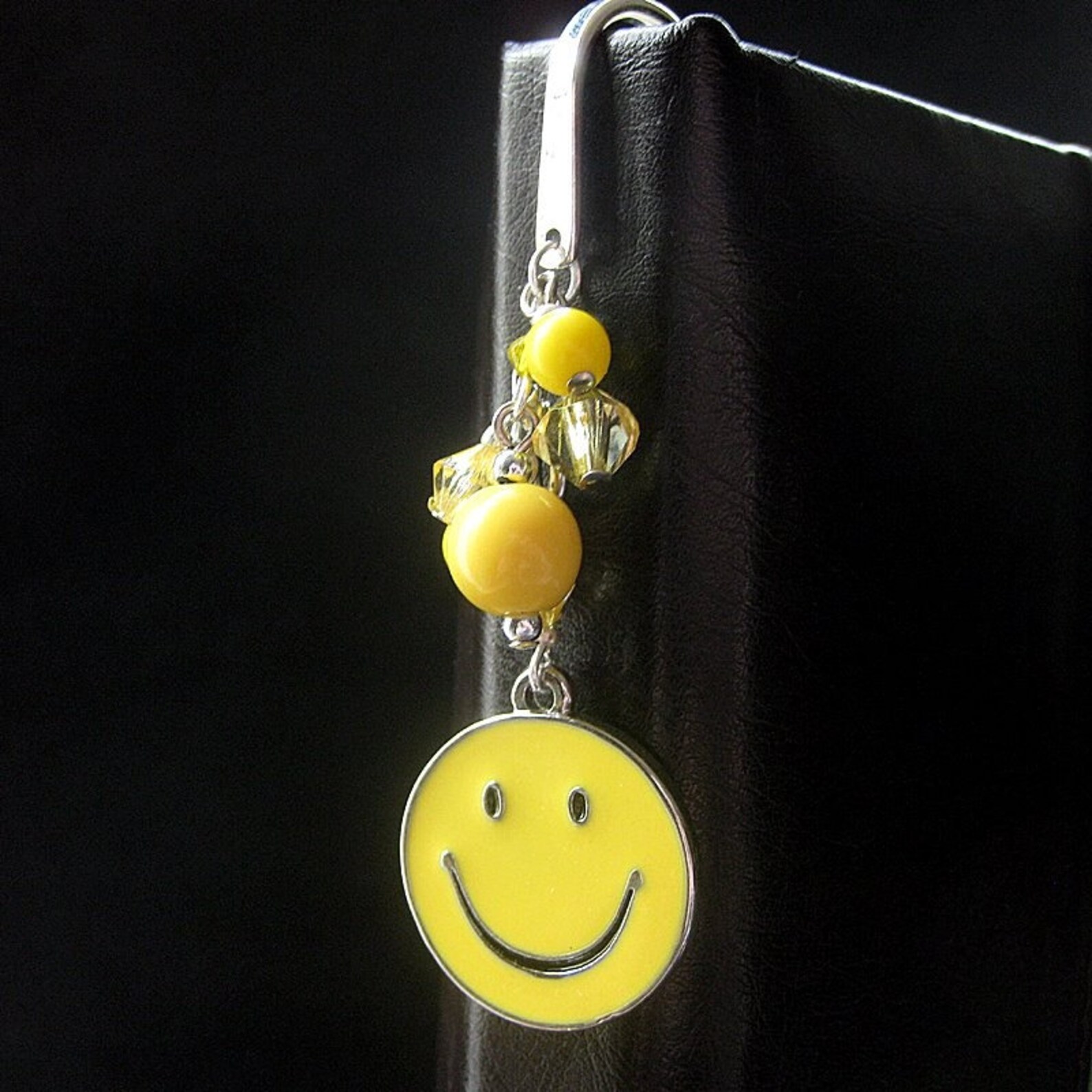 Beaded Bookmark Book Charm Book Hook. Yellow Happy Face. | Etsy