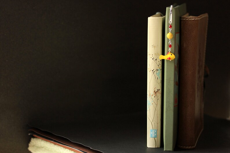 Beaded Bookmark. Yellow Fish Bookmark. Yellow Fish Book Hook. Lampwork ...