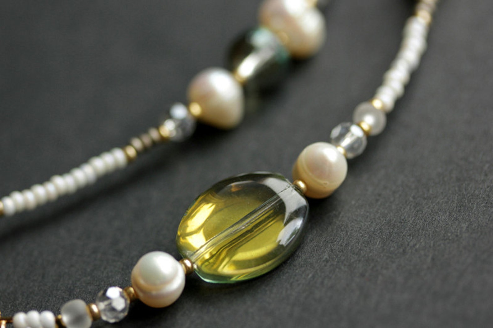 Badge Necklace or Eyeglass Leash. Taupe Lanyard. Pearl - Etsy