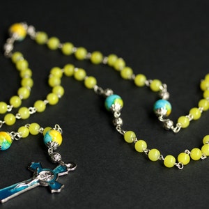 Neon Rosary. Bright Yellow and Turquoise Blue Rosary. Neon Yellow ...