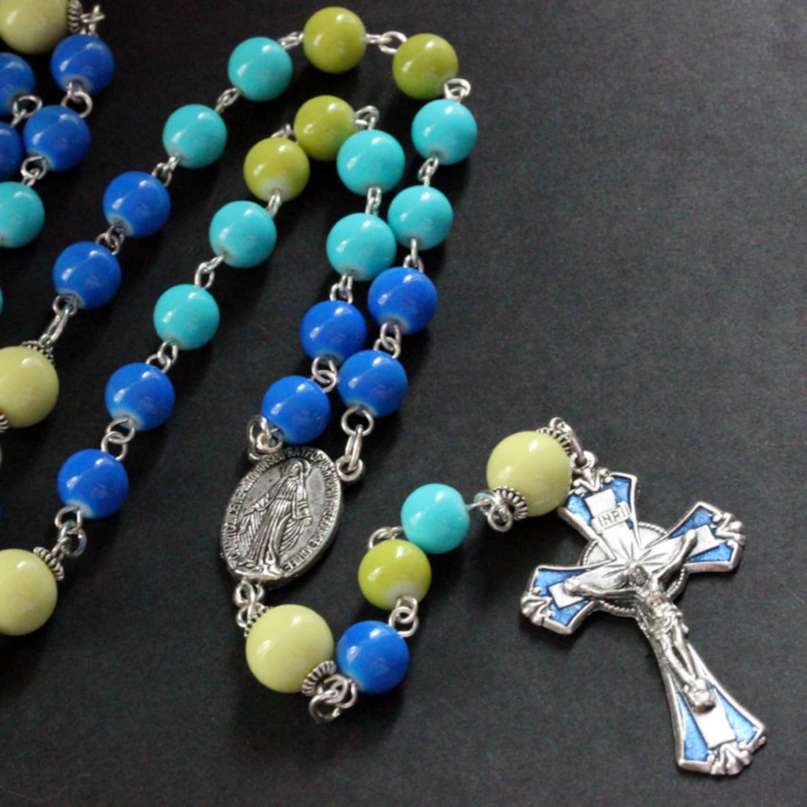 Colorful Ocean Rosary. Blue Rosary. Traditional Rosary. - Etsy