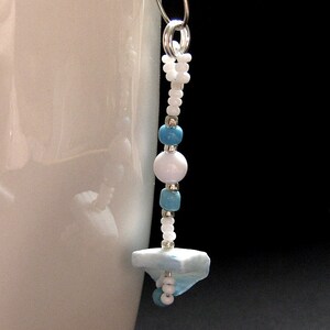 Blue Shell Charm. Beaded Charm. Seashell Key Chain, Zipper Pull, Purse ...