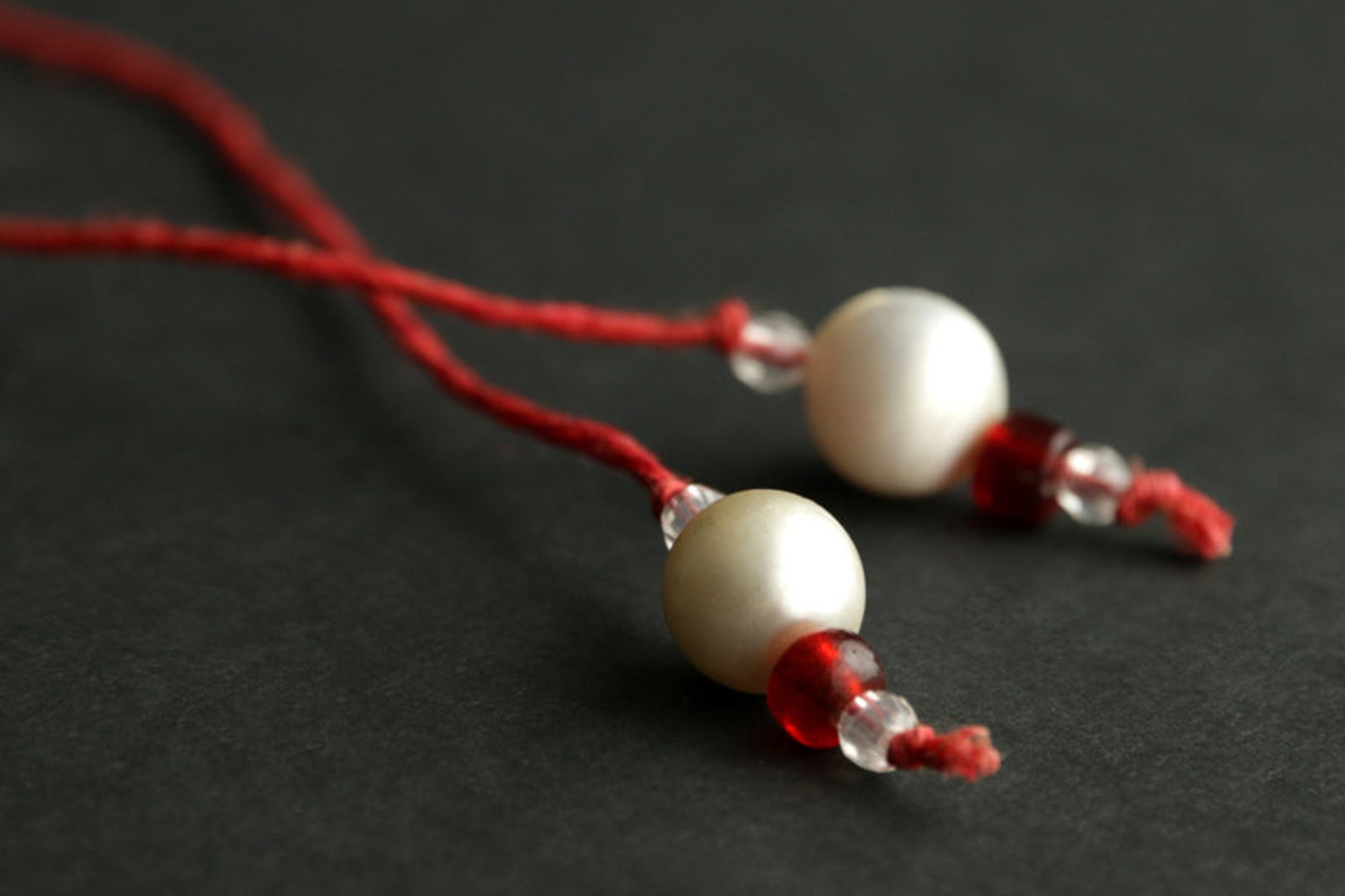 Red String Bookmark With Pearls. Red Bookmark. Pearl Bookmark. - Etsy