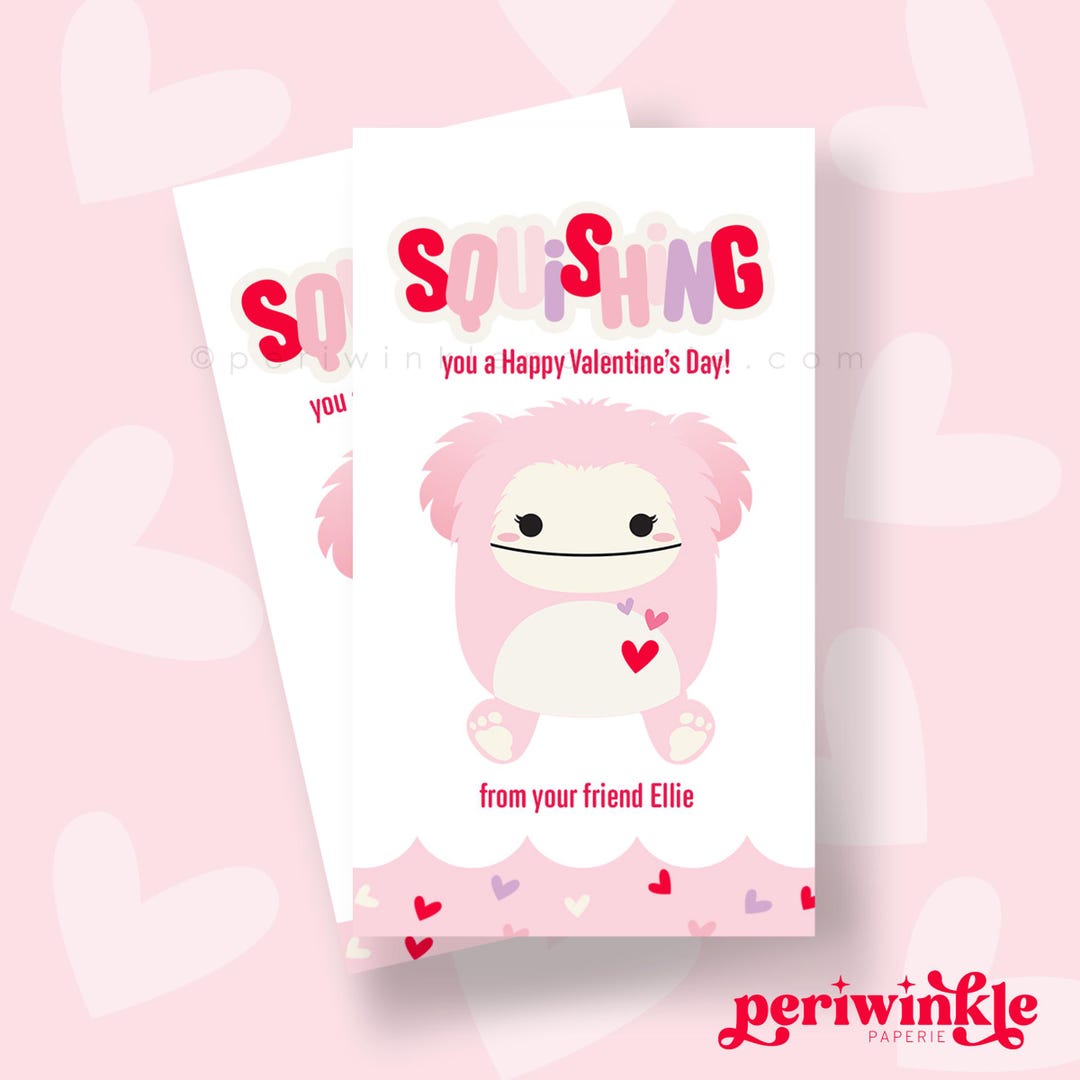 Squishy Monster Valentine's Day Tag: Editable Gift Tag (digital) - Etsy