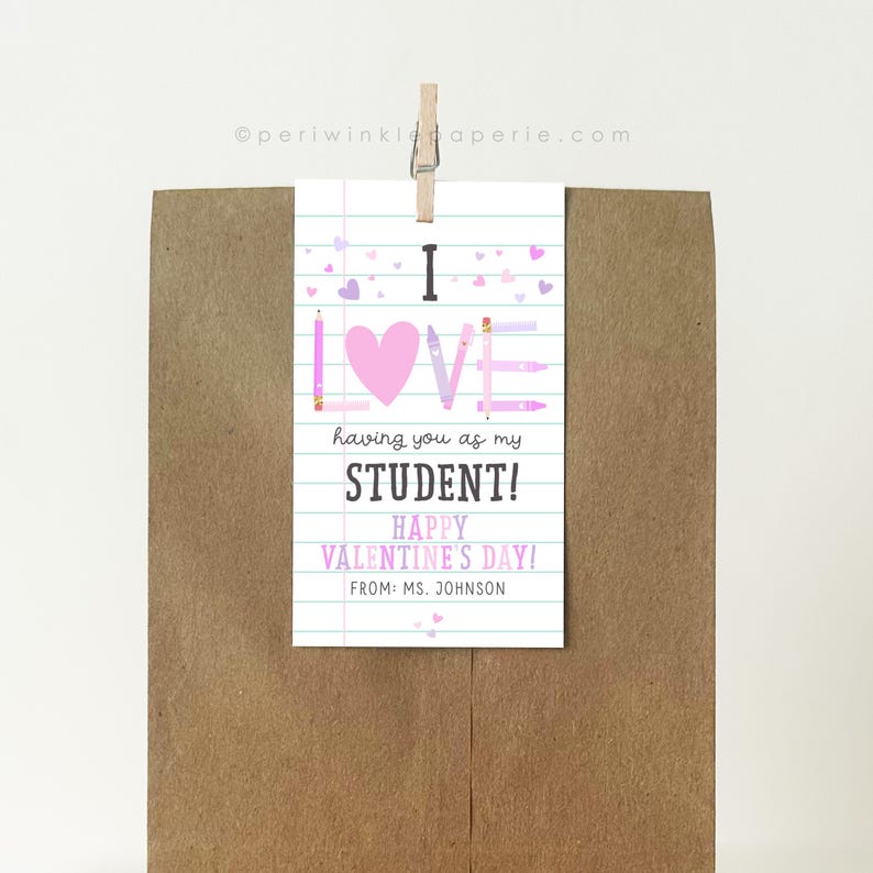 Printable Valentine From Teacher, Teacher Valentine for Student, Class ...