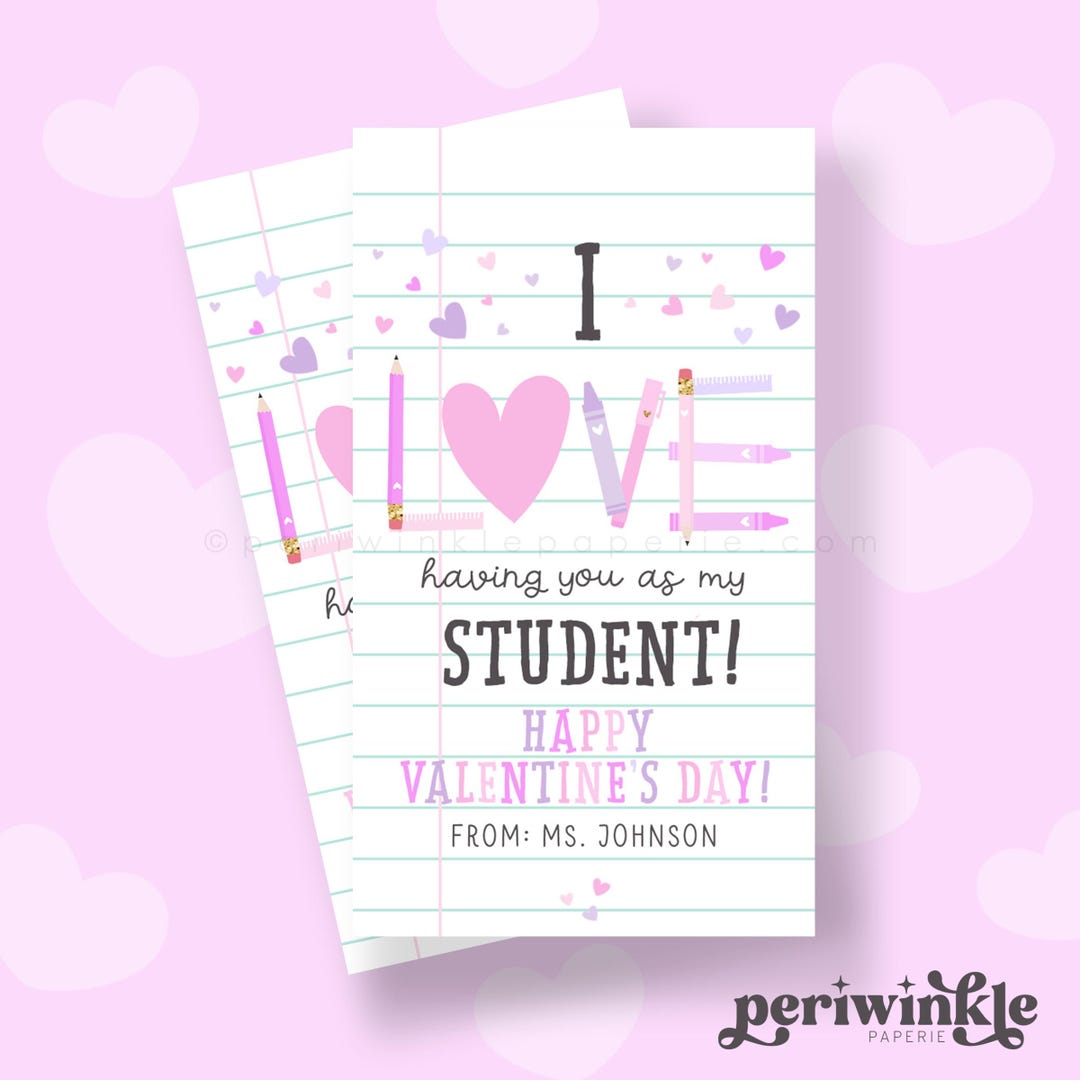 Printable Valentine From Teacher, Teacher Valentine for Student, Class ...