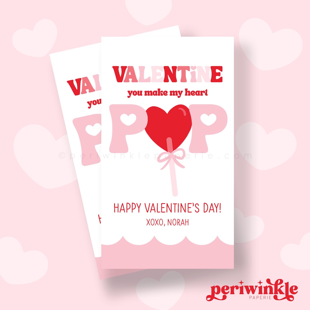 Editable 'you Make My Heart Pop' Valentine Gift Tag (digital Download ...