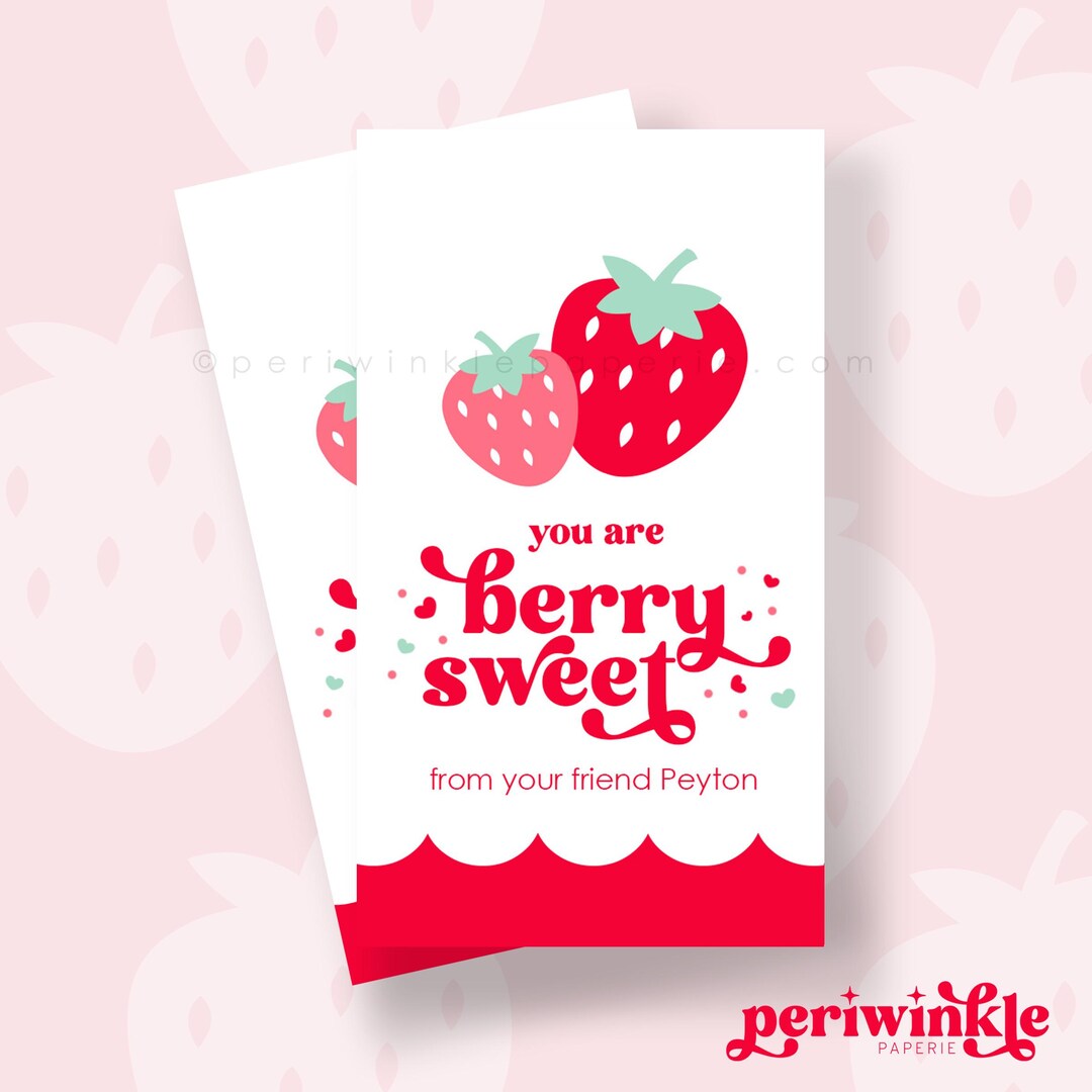 Editable Berry Sweet Valentine, Gift Tag, Valentine's Day Tag ...
