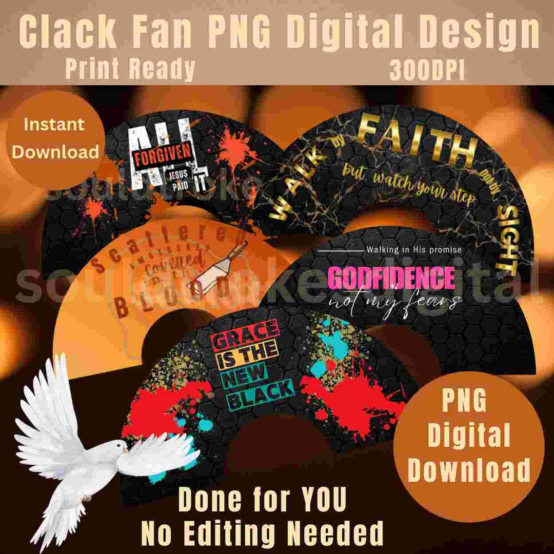 Church Clacker Fan PNG Bundle: Rodeo Line Dance, Christian Scripture ...