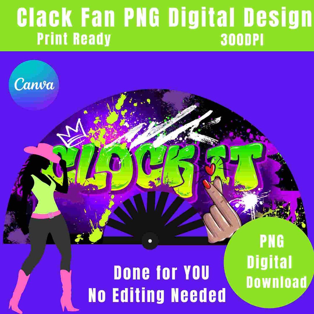 Neon Graffiti Fan Design: Clock IT Bold Streetwear (digital Download ...