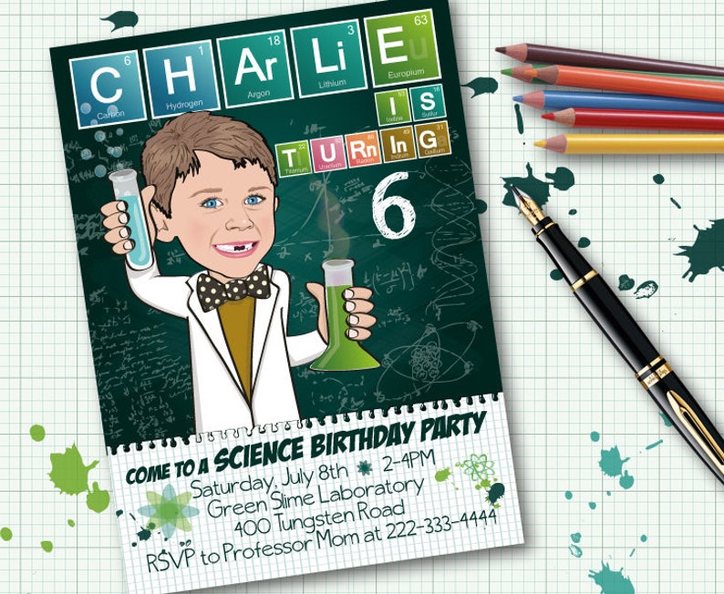 Science Birthday Party Invitation for Boy or Girl - Etsy