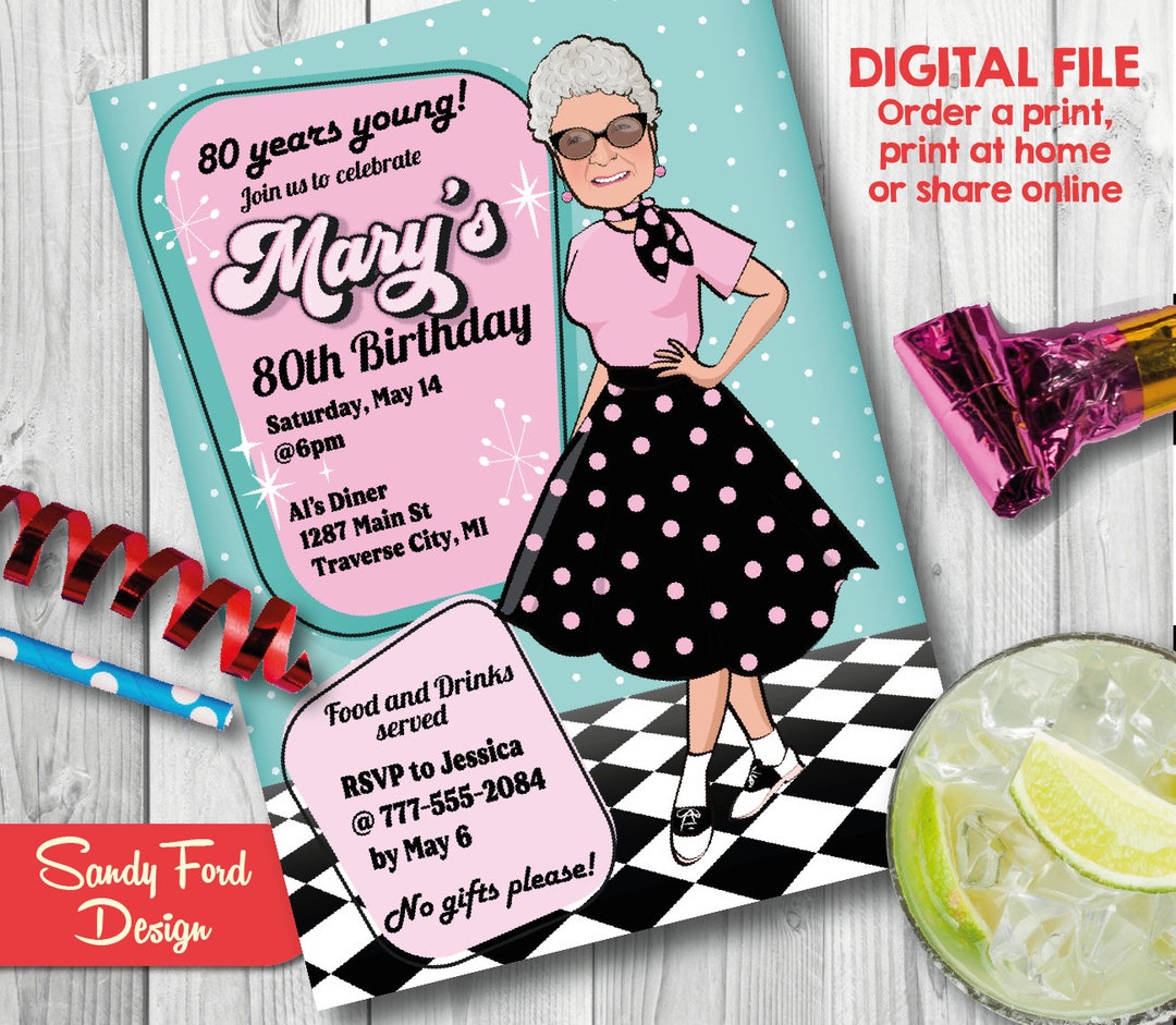 Woman's 1950s Birthday Party Invitation - Fifties Invitation - 1950's ...
