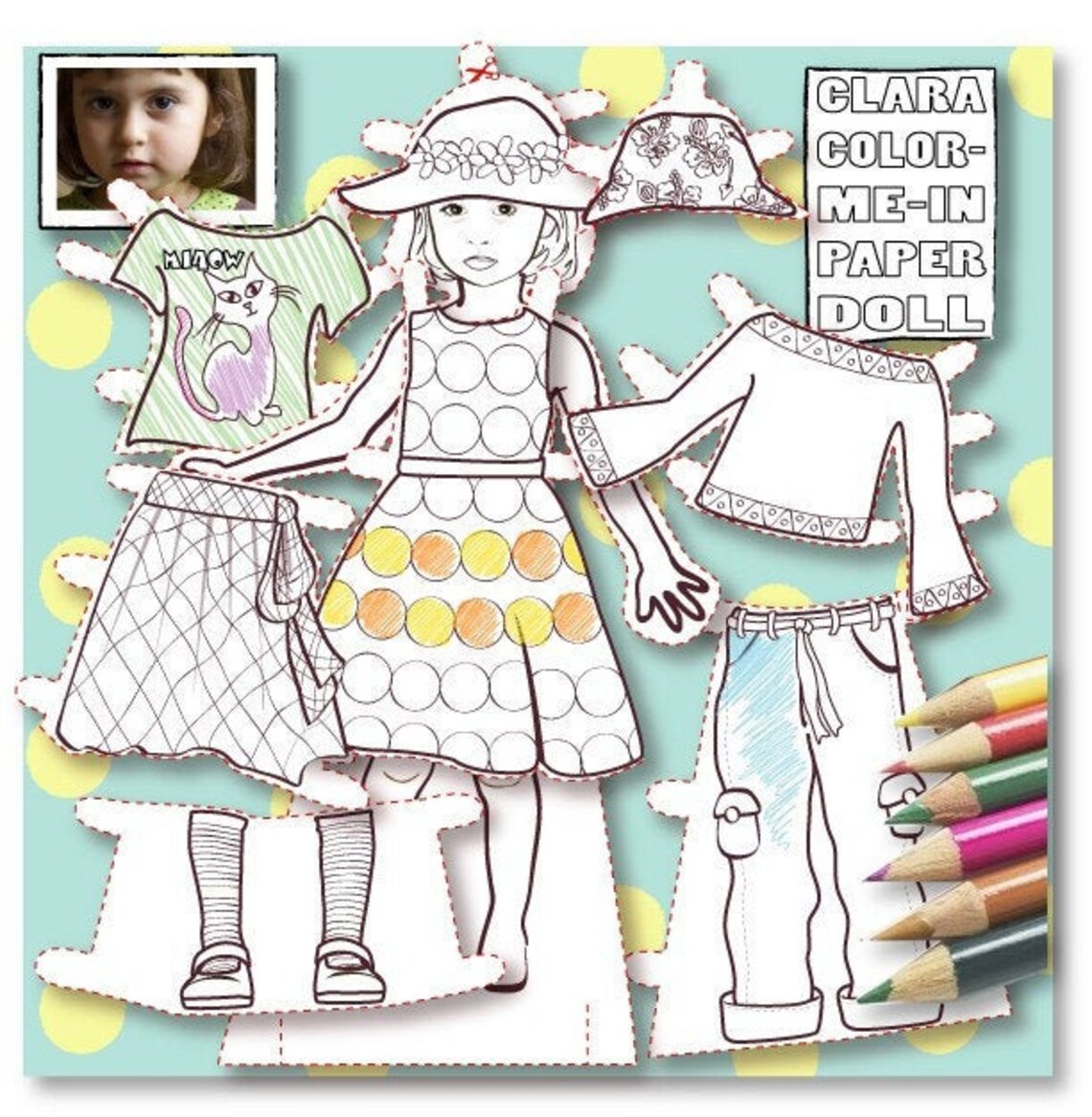 Girl's Personalized Color-in Paper Doll | Etsy