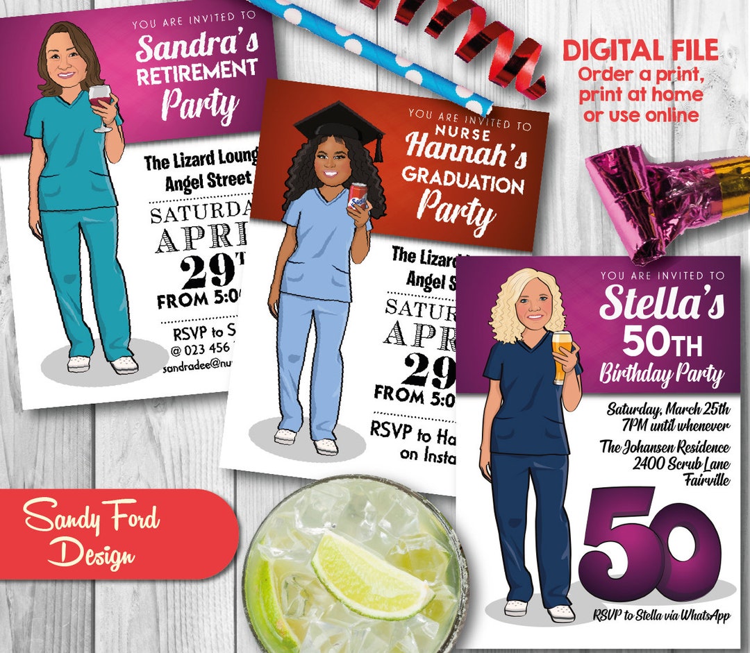 Nurse or Doctor Party Invitation Birthday, Graduation, Retirement ...