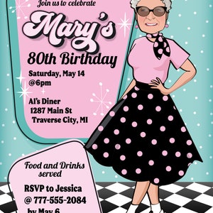 Woman's 1950s Birthday Party Invitation - Fifties Invitation - 1950's ...