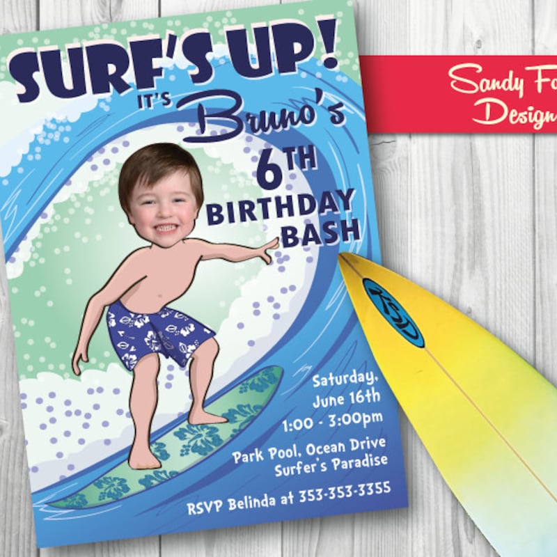 Surfing Invitation - Etsy