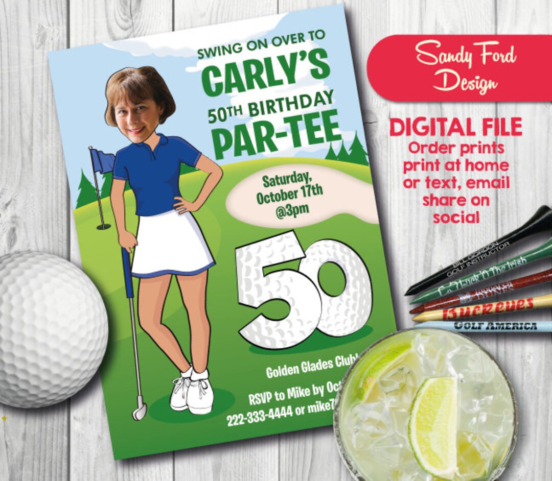 Woman's Golf Birthday Party Invitation ANY AGE 30th 40th 50th 60th 70th ...
