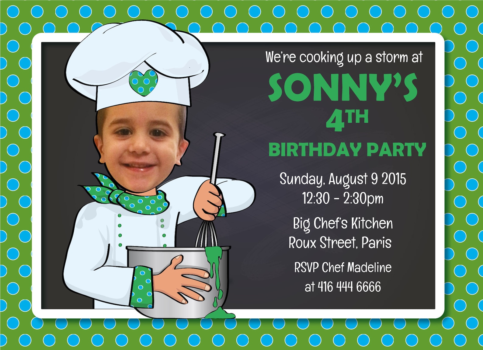 Chef Birthday Party Invitation Personalized With Your Photo - Etsy