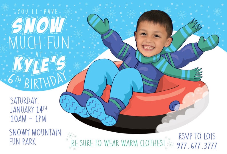 Snow Birthday Party Invitation for Girl or Boy - Personalized With Your ...