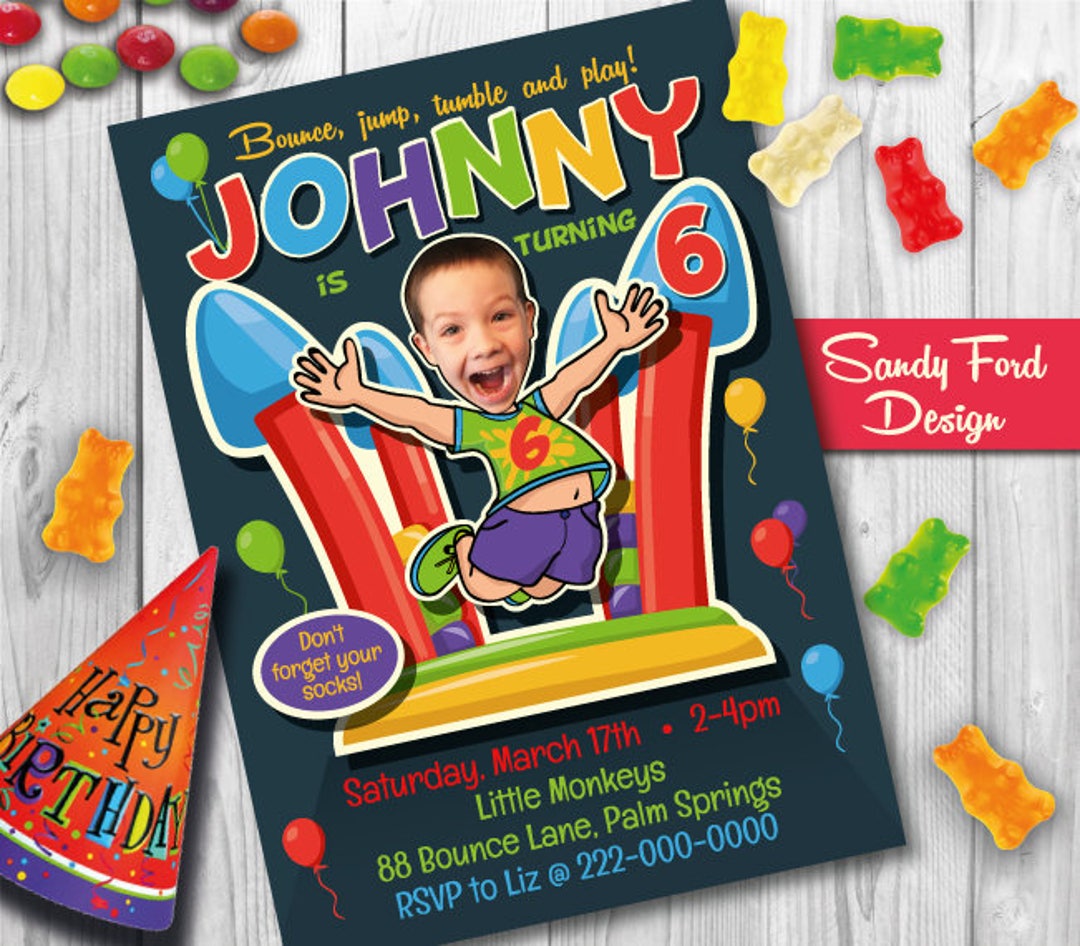 Bounce House Birthday Party Invitation for Boy or Girl - Personalized ...