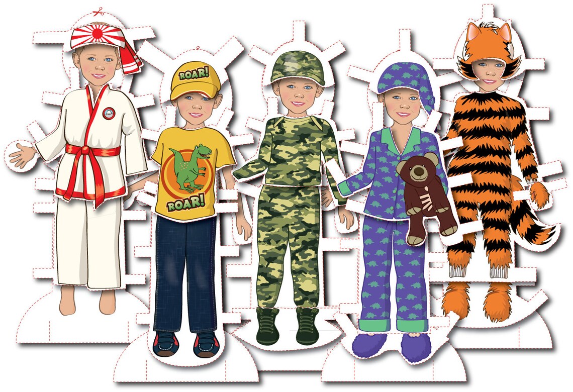 Boy's Personalized Paper Doll Kit Printable DIGITAL | Etsy
