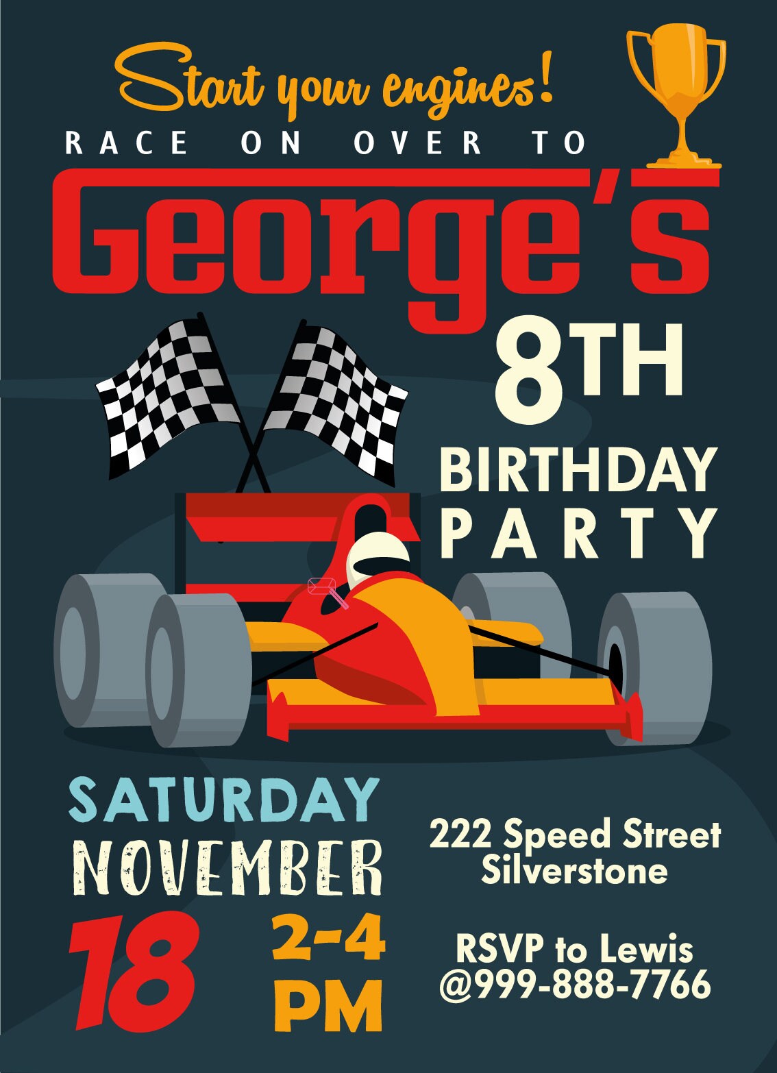 Race Car Invitation Race Car Birthday Invitation Go Kart | Etsy Canada